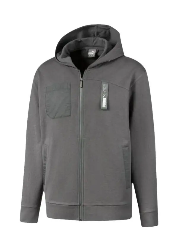 PUMA Nu-tility Logo Zip-up Hooded Jacket - Grey