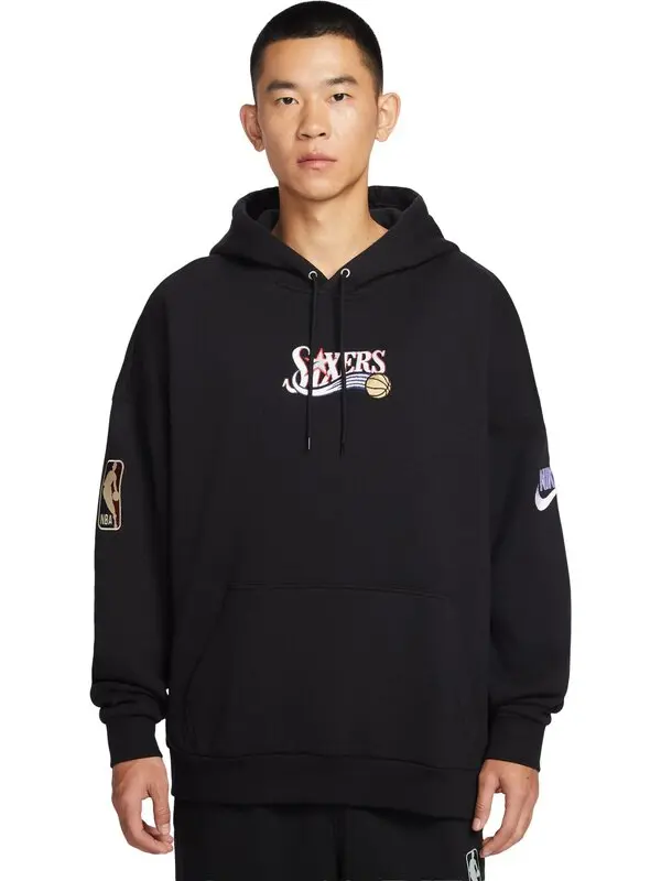 Nike Philadelphia 76ers Embroidered Hoodie - Black