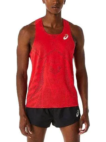 Asics Actibreeze Jaquard Singlet - Red/white
