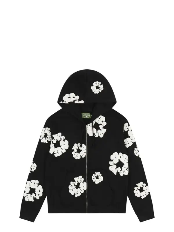 DENIM TEARS Cotton Wreath Zip Hoodie - Black