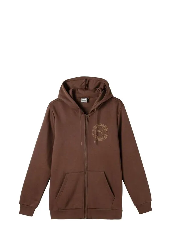 PUMA Tonal Sportswear Logo Zip Hoodie - Brown