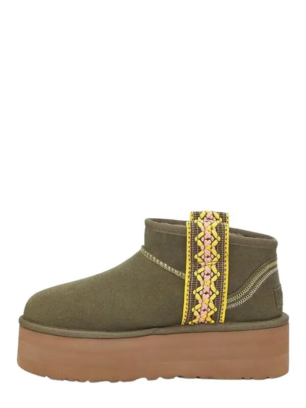 UGG Classic Ultra Mini Braid Platform - Olive Green