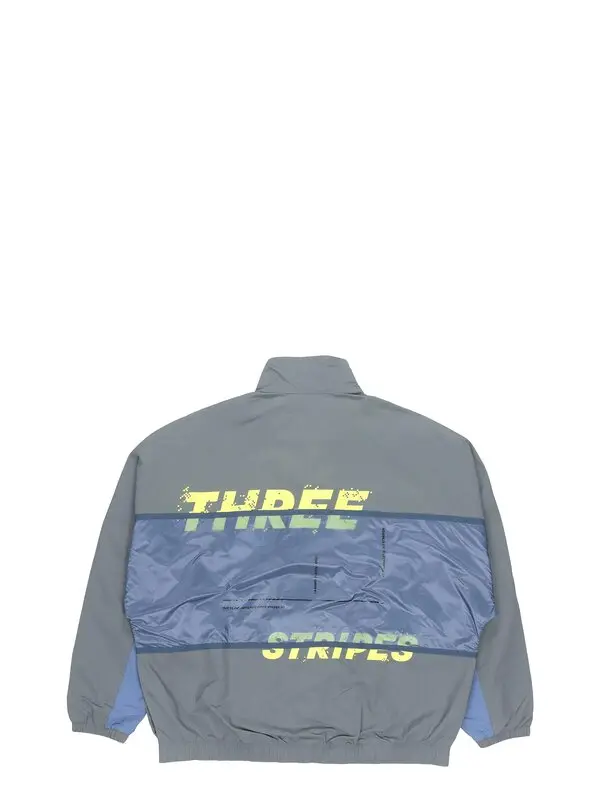Adidas Woven Jacket With Contrasting Panels And Graphic Print - Blue