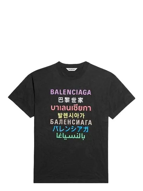 Balenciaga Printing Logo Short Sleeve - Black