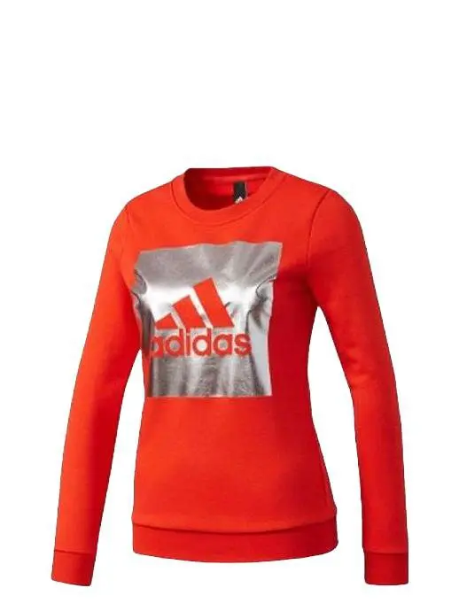 Adidas Crewneck Sweatshirt With Foil Logo - Red