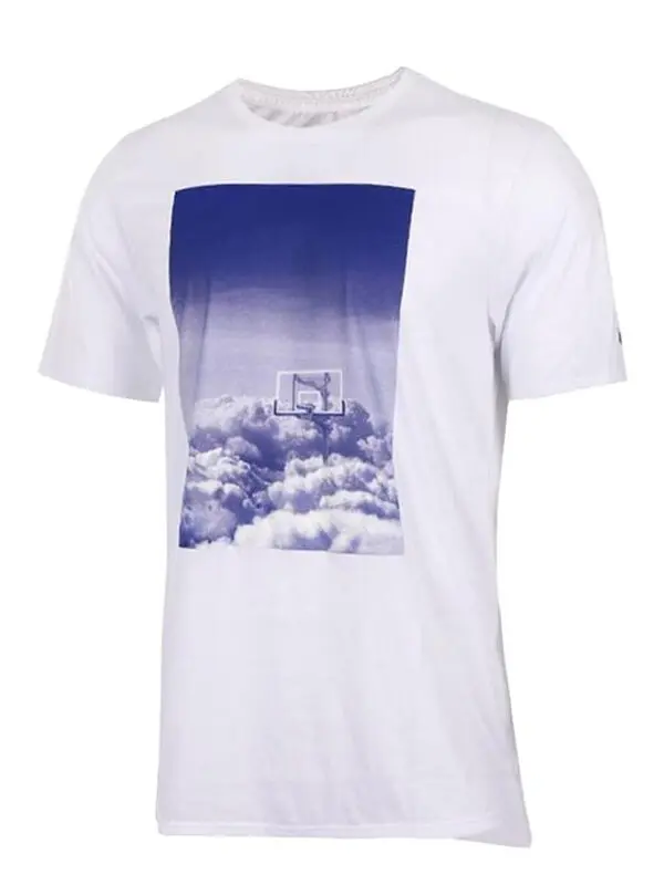 Nike Dri-fit Landscape Pattern Printing Round Neck Short Sleeve White T-shirt - Default Color
