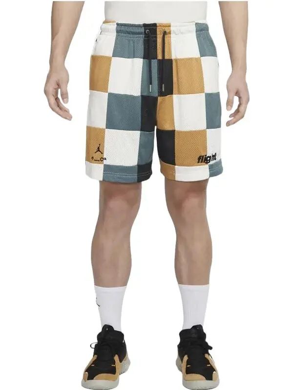 JORDAN Plaid Splicing Logo Straight Shorts - Default Colorway