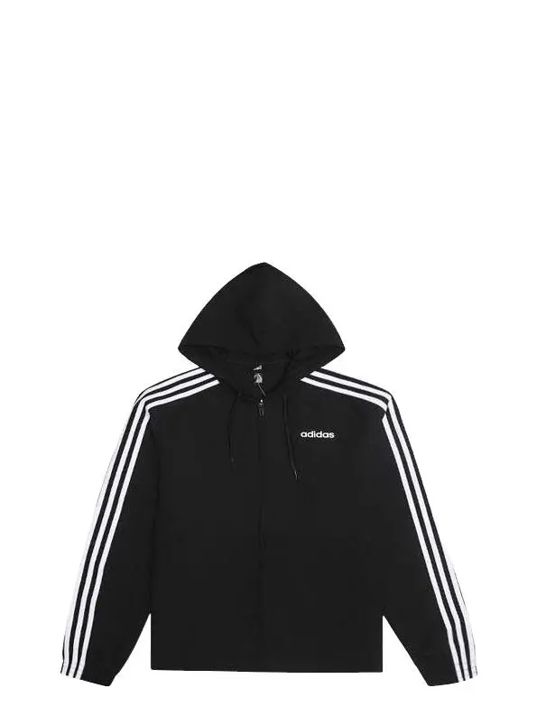 Adidas Hooded Jacket With Signature Stripes - Black