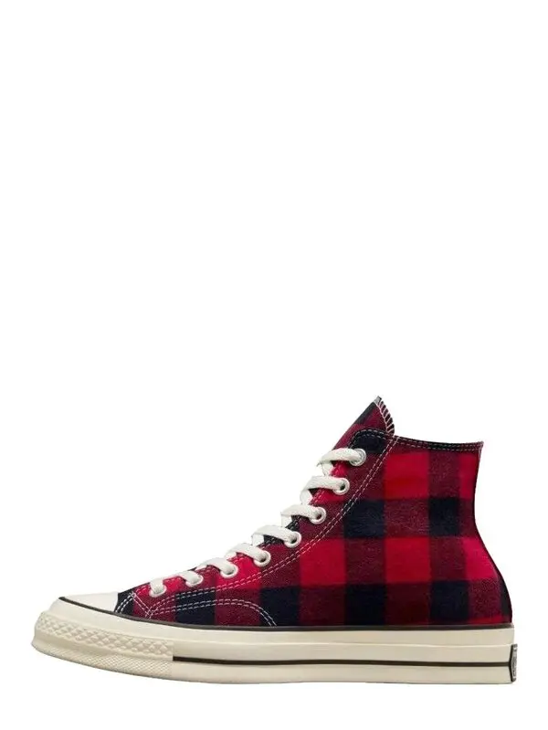 CONVERSE Beyond Retro X Chuck 70 Hi Upcycled Flannel Sneakers - Red/black/pristine