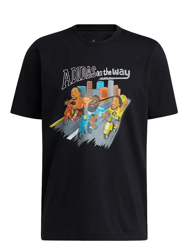 Adidas China S1 Tee Basketball Cartoon Printing Sports Round Neck Short Sleeve - Black
