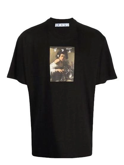 Off-White Fw21 Pattern Alphabet Printing Round Neck Short Sleeve Loose Fit Black - Black/multicolor