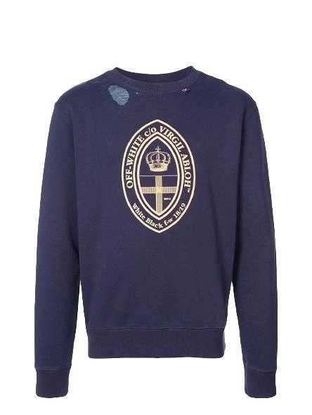 Off-White Distressed Logo Sweatshirt - Dark Blue