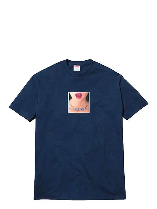 Supreme Ss18 Necklace Tee Navy Printing Short Sleeve Navy - Blue