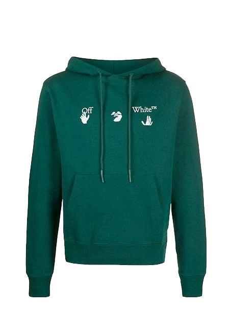 Off-White Big Logo Hooded Pullover - Green