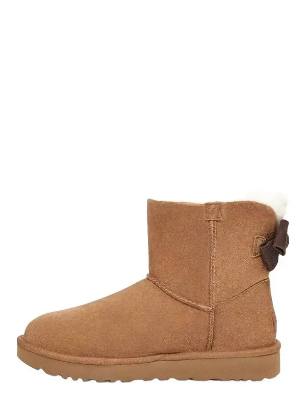 UGG Mini Bailey Suede Bow Boots - Beige