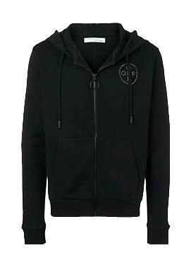 Off-White Embellished Logo Hooded Jacket - Black