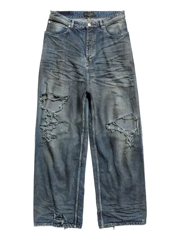 Balenciaga Baggy Distressed Denim Pants - Light Blue