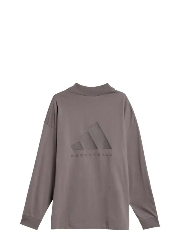 Adidas Basketball Long Sleeve Mock Neck Tee - Brown