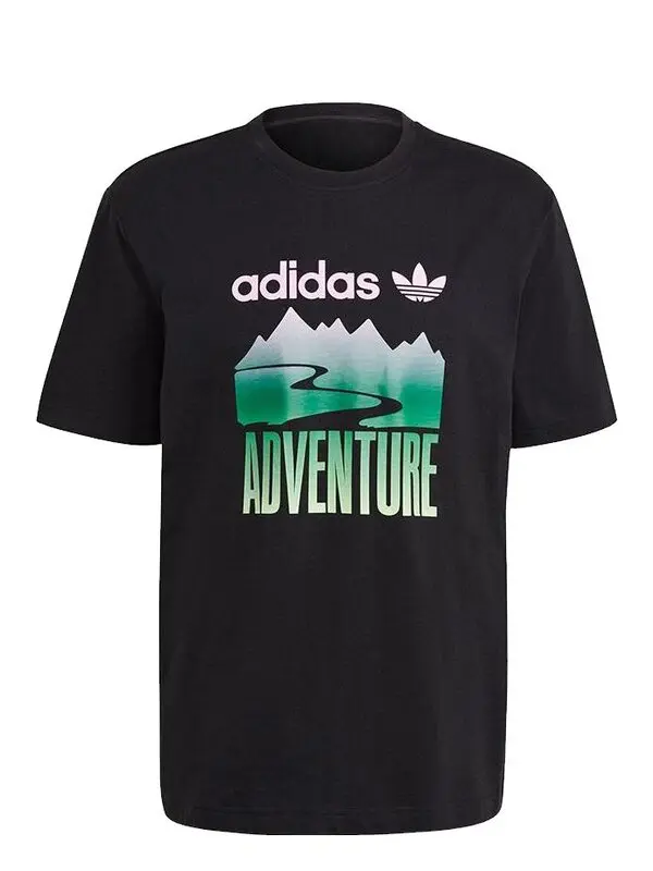 Adidas Originals Adv Mount Tee Retro Pattern Sports Short Sleeve - Black