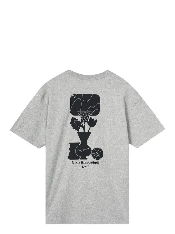 Nike Loose Pattern Printing Round Neck Casual Loose Short Sleeve Dark Grey T-shirt - Multi-color