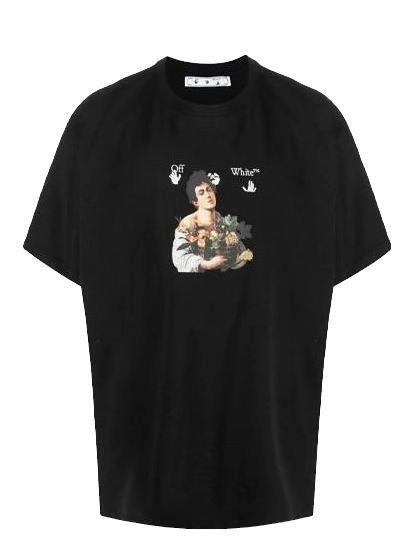Off-White Cartoon Graphic Loose Fit T-shirt - Black