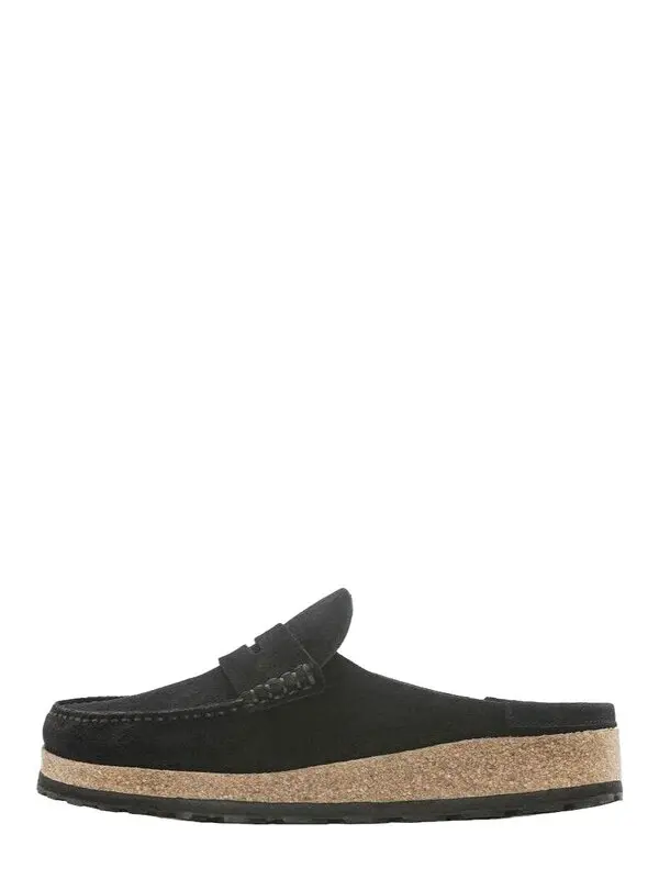 BIRKENSTOCK Naples Suede Leather Mules - Black