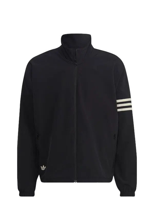 Adidas Logo Printing Pattern Stripe Stand Jacket - Black