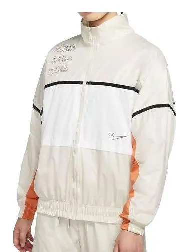Nike Stand Collar Windbreaker Jacket - White Orange Black