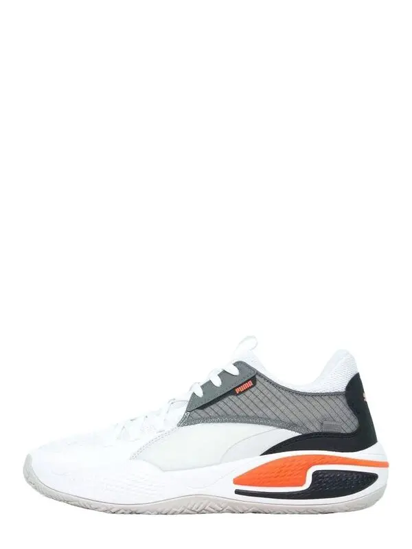 PUMA Court Rider Low Top Basketball Sneakers - White/gray/orange