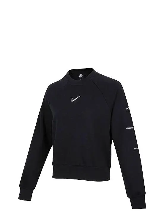 Nike Swoosh French Terry Crew Sweatshirt - Black/white