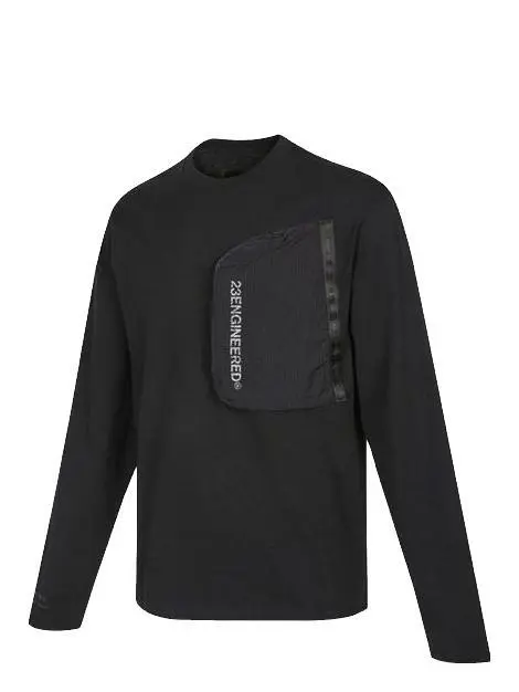 JORDAN Long Sleeve Crewneck T-shirt With Reflective Detailing - Black