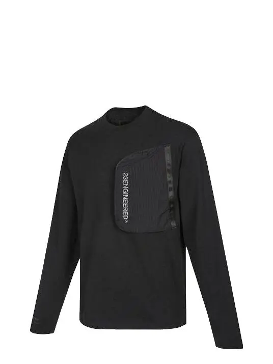 JORDAN Long Sleeve Crewneck T-shirt With Reflective Detailing - Black