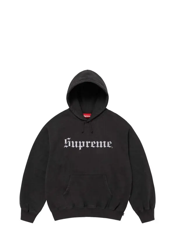 Supreme Washed Old English Hooded Sweatshirt - Black