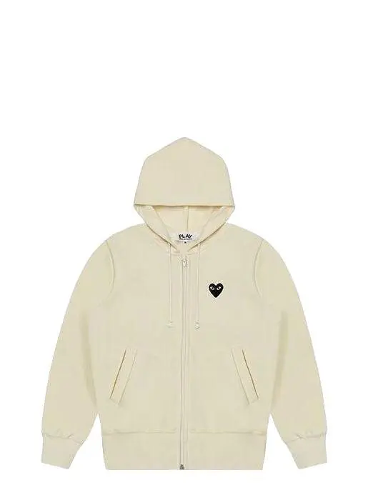 Play Comme Des Garcon Zip Hoodie Big Black Heart - Beige