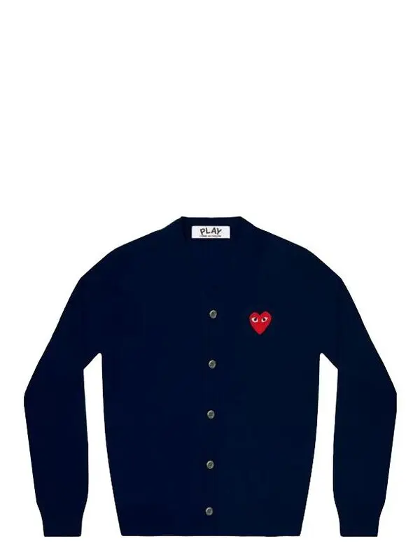Play Comme Des Garcon Cardigan With Emblem - Navy