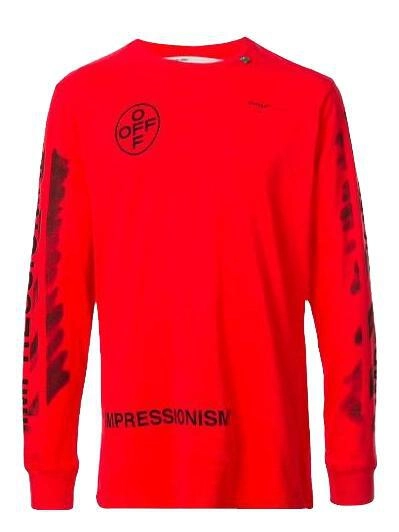 Off-White Long Sleeve Graphic T-shirt - Red