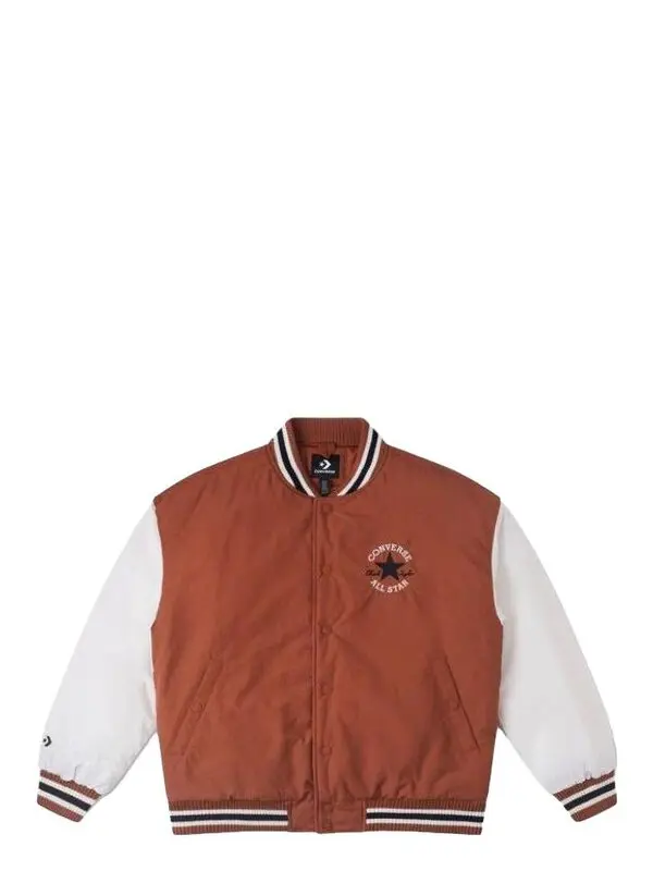 CONVERSE Padded Baseball Jacket - White/brown