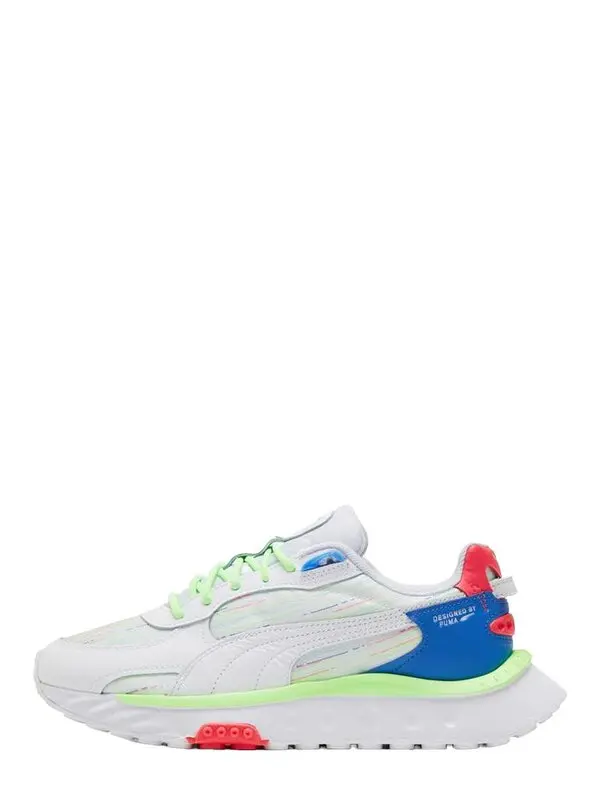 PUMA Wild Rider Spectra Lace Up Sneakers - White/blue/green