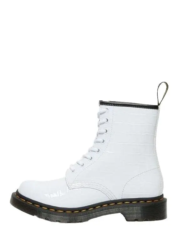 Dr. Martens 1460 Patent Croc Emboss Leather Boots - White