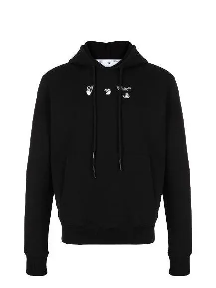 Off-White Long Sleeve Hoodie With Graphic Print - Black