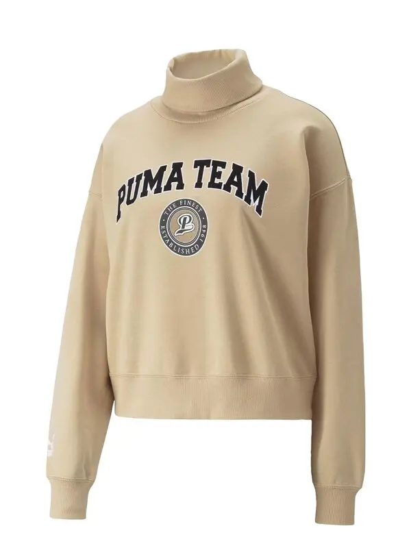 PUMA Team" Logo High Neck Sweatshirt - Beige/black