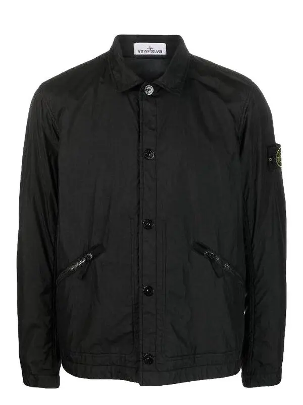Stone Island Padded Crinkle Reps Nylon Shirt Jacket - Black