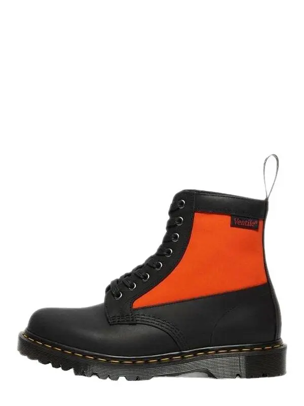 Dr. Martens 1460 Lace Up Ankle Boots - Carbon Black/orangered