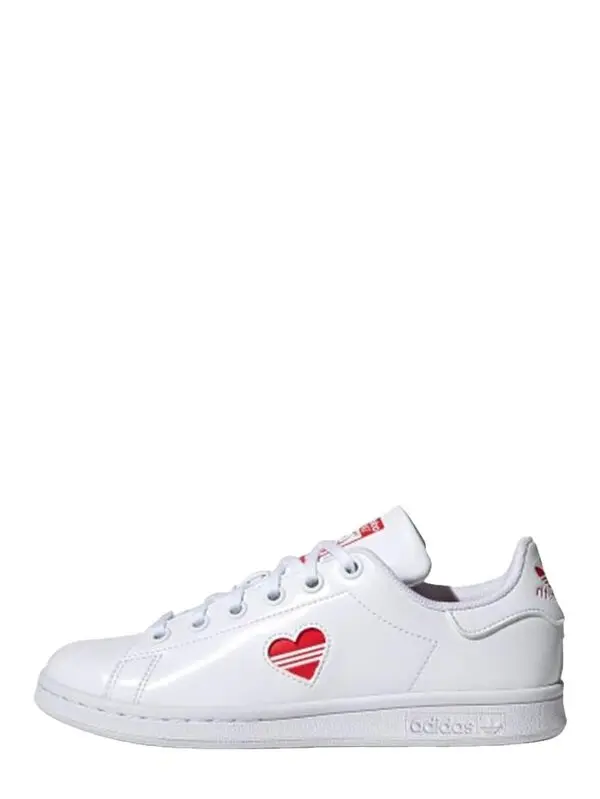 Adidas Stan Smith J Sneakers With Heart Detail - White/red