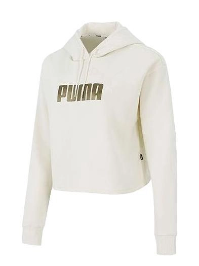 PUMA Essential Metallic Cropped Hoodie - Beige