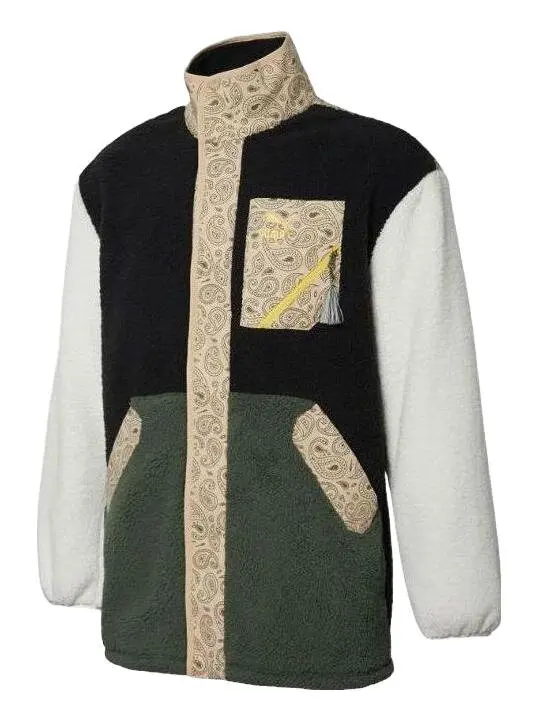 PUMA Stand Collar Casual Jacket - Black/green/white