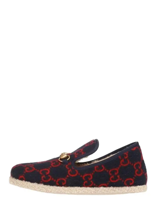 Gucci Wool Loafers With Horsebit Detail - Navy/red
