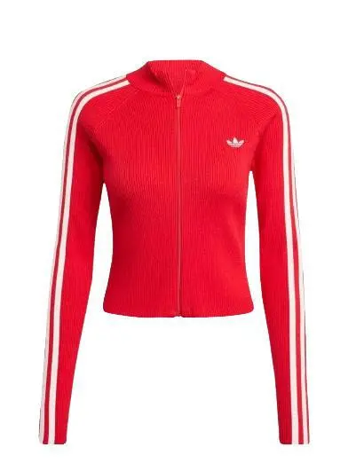Adidas 3-striped Slim Knit Track Top - Red