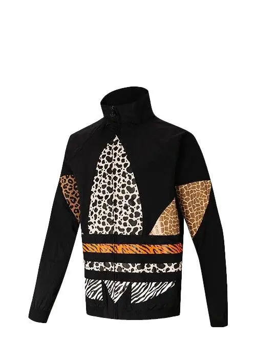 Adidas Originals Animal Print Stand Collar Track Jacket - Black
