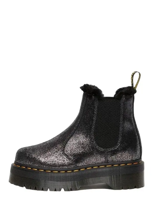 Dr. Martens 2976 Faux Fur-lined Metallic Platform Chelsea Boots - Black